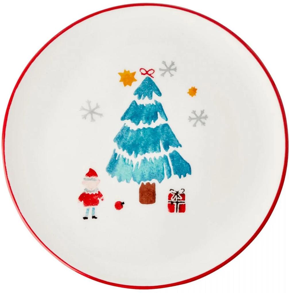 rice Keramický talíř Christmas Tree 20,5 cm, krémová barva, keramika