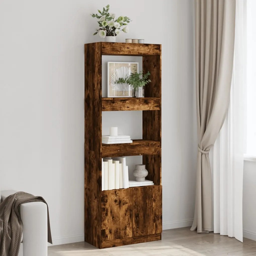 Skříň highboard kouřový dub 63 x 33 x 180 cm kompozitní dřevo