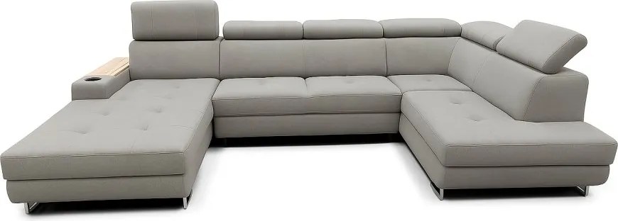 Rozkládací rohová sedačka SERGIA I U 340x200cm - rozklad a úložný prostor levý roh světle šedá - Cloud 82
