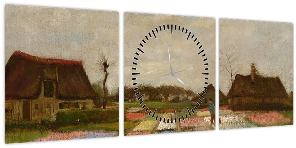 Obraz - Vincent van Gogh, Flower Beds in Holland, reprodukce (s hodinami) (90x30 cm)