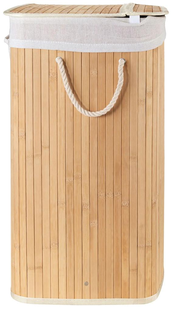 Bambusový koš na prádlo s víkem Compactor Bamboo XXL 105 L - 2dílný, přírodní,52 x 32 x 63