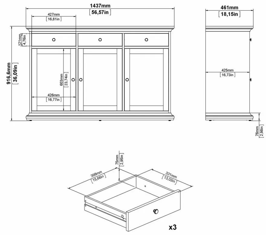 Komoda Provence IV, bílá