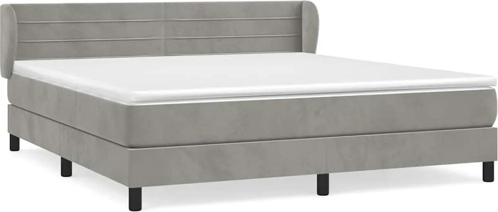 Box spring postel s matrací světle šedá 180x200 cm samet 3127565