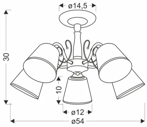 Lustr na tyči LOSANNA 5xE14/40W/230V mosaz
