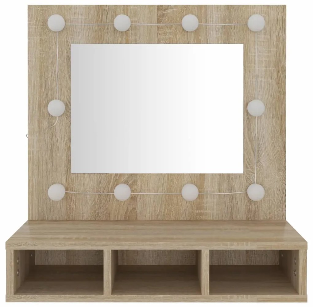 Zrcadlová skříňka s LED dub sonoma 60 x 31,5 x 62 cm - Default Title