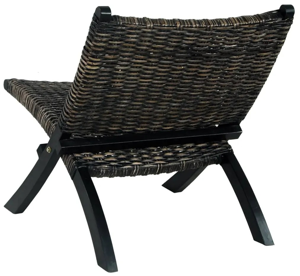 vidaXL Marketos Relaxační křeslo černé přírodní ratan kubu a masivní mahagon