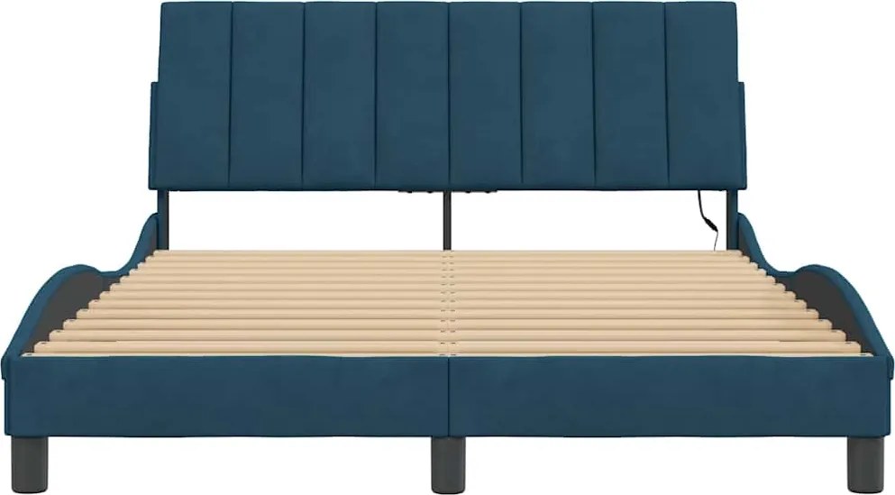 Rám postele s LED osvětlením bez matrace Hanko modrý 140 x 190 cm samet 3213779