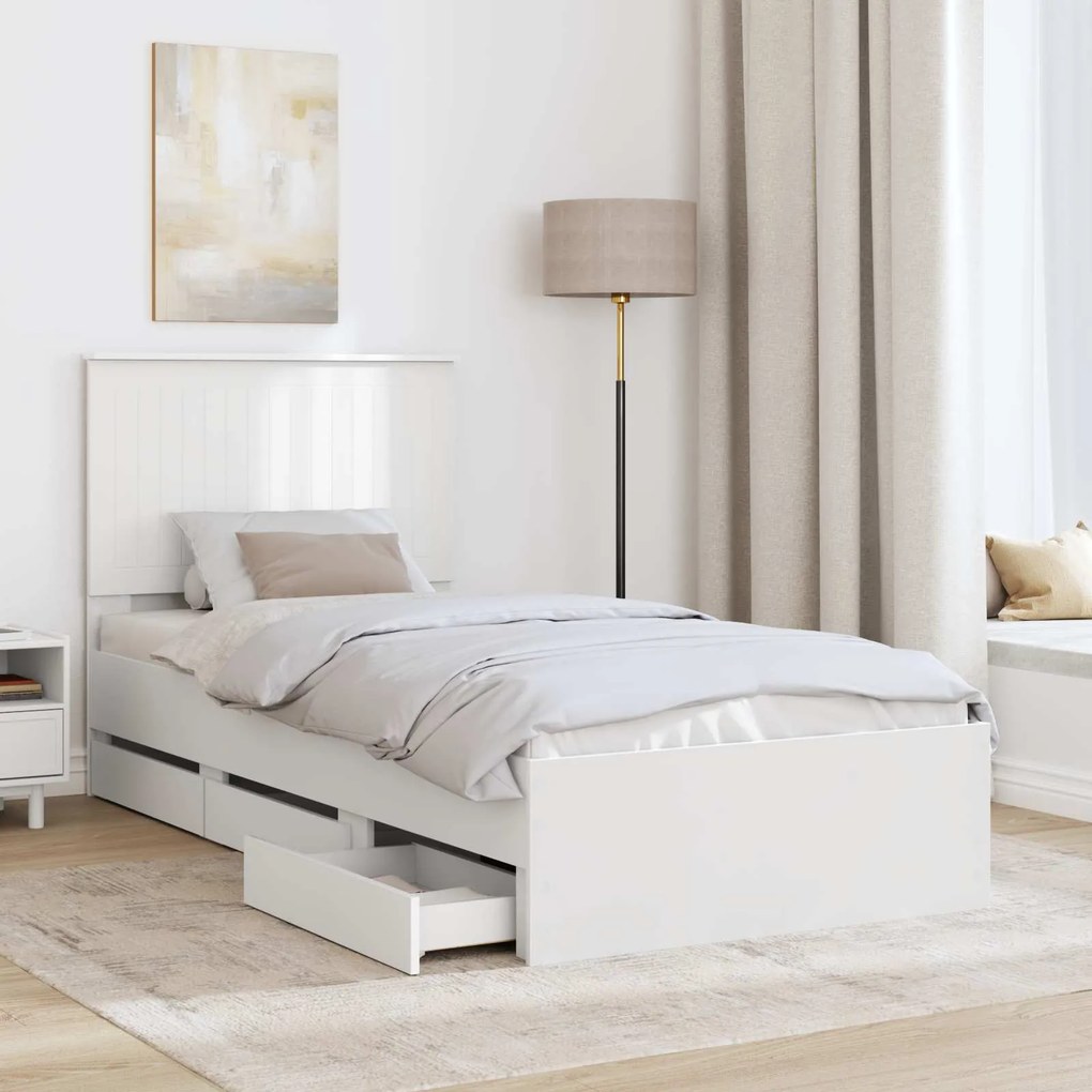 Rám postele se zásuvkou Bílá 90 x 200 cm Inženýrské dřevo 3411152
