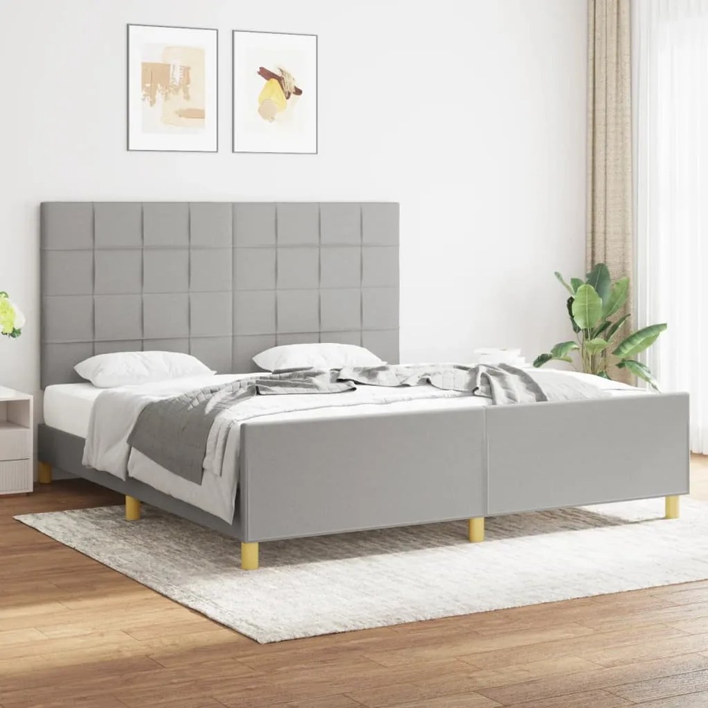 Rám postele bez matrace světle šedý 90 x 200 cm textil