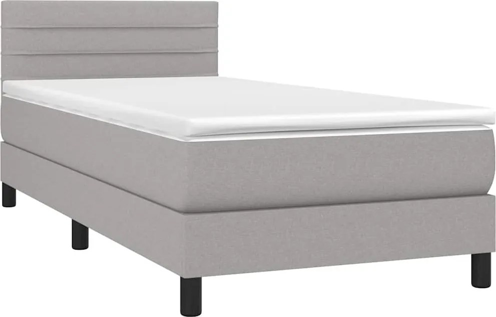 Box spring postel s matrací a LED světle šedá 80x200 cm textil 3133189