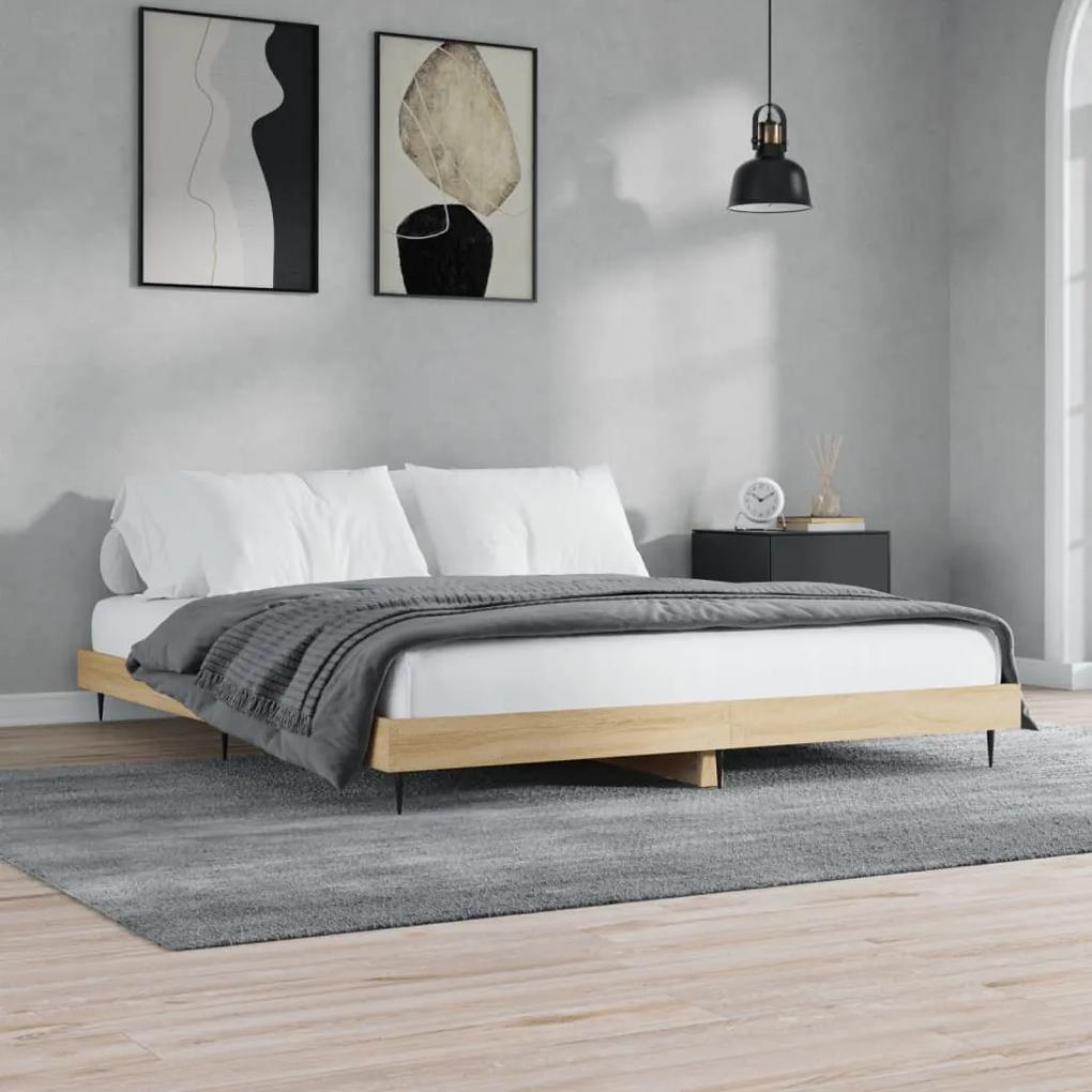 Rám postele dub sonoma 160 x 200 cm kompozitní dřevo - Default Title