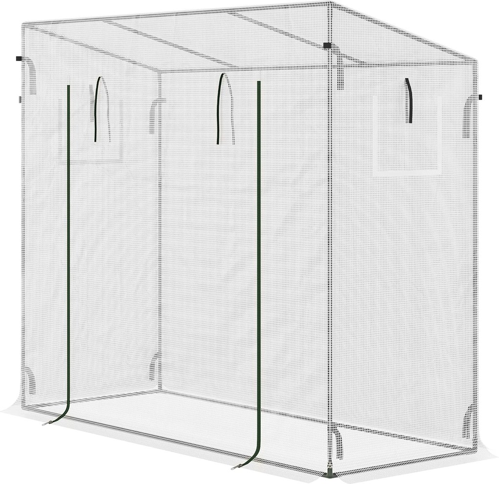 Outsunny Malý Zahradní Skleník - Zahradní Skleník s Okny a Ocelovou Rámem pro Pěstování Rajčat, Rostlin a Květin 200x76x168 cm Bílý | Aosom