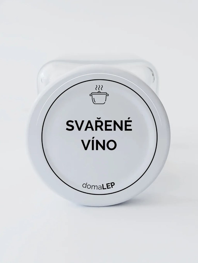 Samolepka na kořenky SVAŘENÉ VÍNO průhledná 5 cm tučné písmo