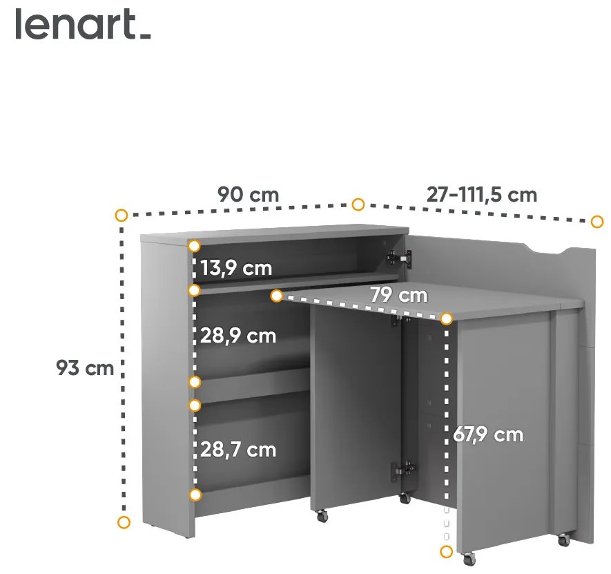 Lenart Rozkládací psací stůl Work Concept SLIM CW-02P - šedý mat