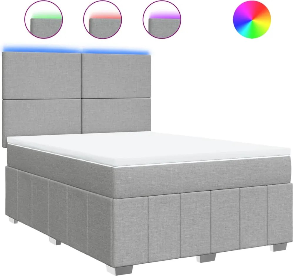 Box spring postel s matrací světle šedá 140 x 190 cm textil 3293956