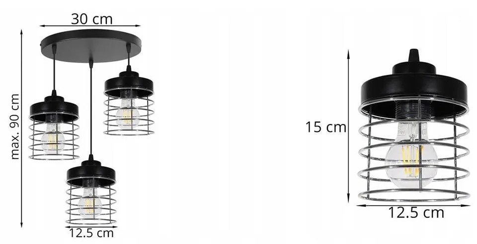 Závěsné svítidlo RASTI, 3x drátěné stínítko (výběr ze 2 barev), O, CH