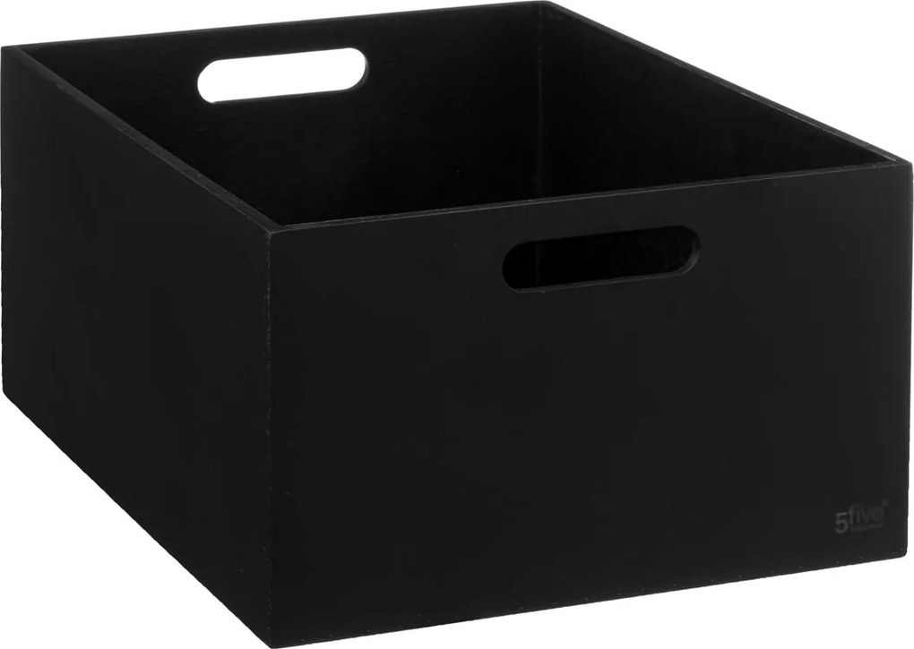 Sada úložných boxů s bambusovým víkem BAVA, černá barva, 3 kusy