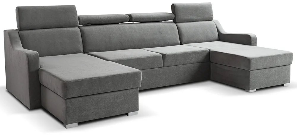 Sedací souprava MIKELI U | 158x288x158 cm | rozkládací + 2x úložný prostor | pretty 17 šedá
