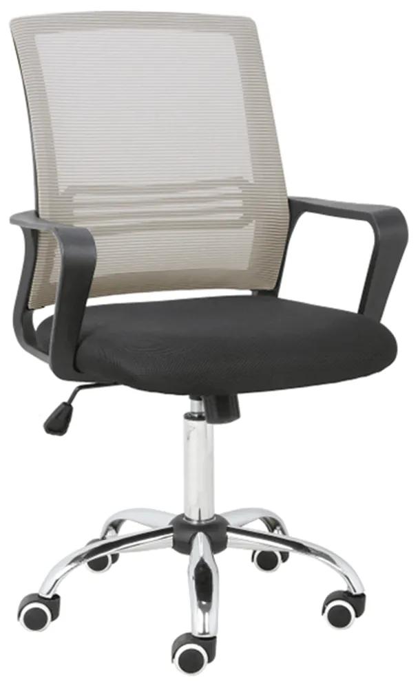Kancelářská židle, síťovina šedo-hnědá / látka černá, APOLO