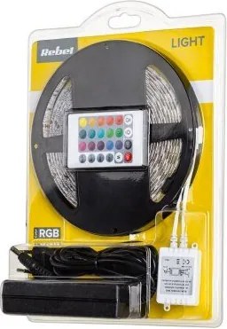REBEL led pásek RGB, 5m/300diod, 48W, 12V zdroj, IP65, komplet