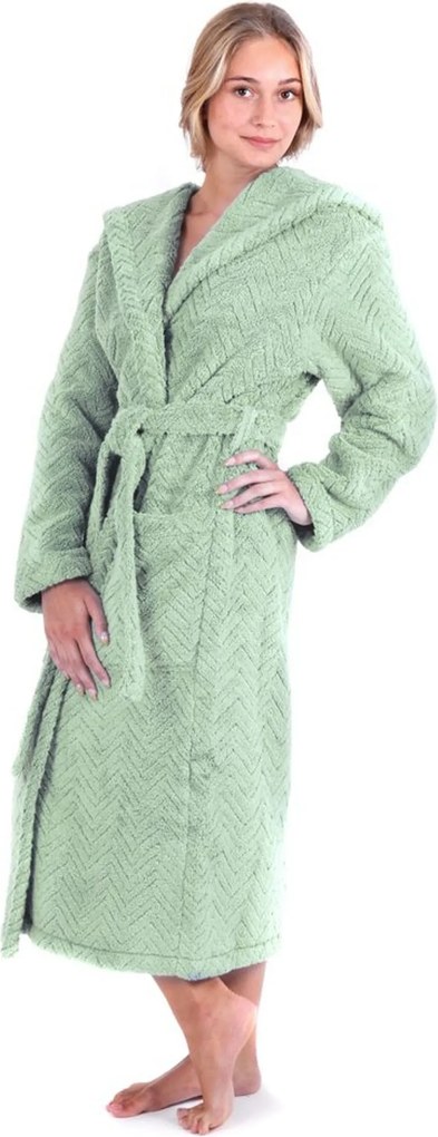 Bavlněný župan Athena s kapucí olivová 31 16 6251 - XXL
