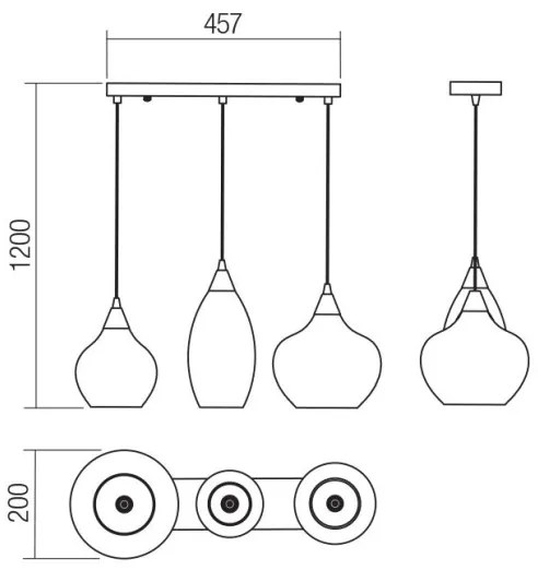 Redo 01-3193 - Lustr na lanku TANNER 3xE14/28W/230V