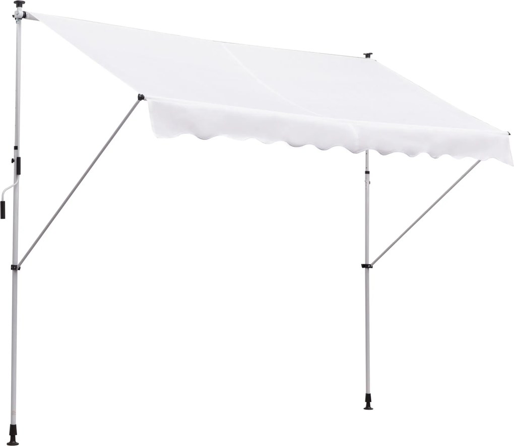 Outsunny Retractable Manual Awning 300x150x170-280 cm - Balkónová Markýza s Nastavitelnou Výškou a Ochrannou Proti Slunci pro Terasu a Zahradu | Aosom
