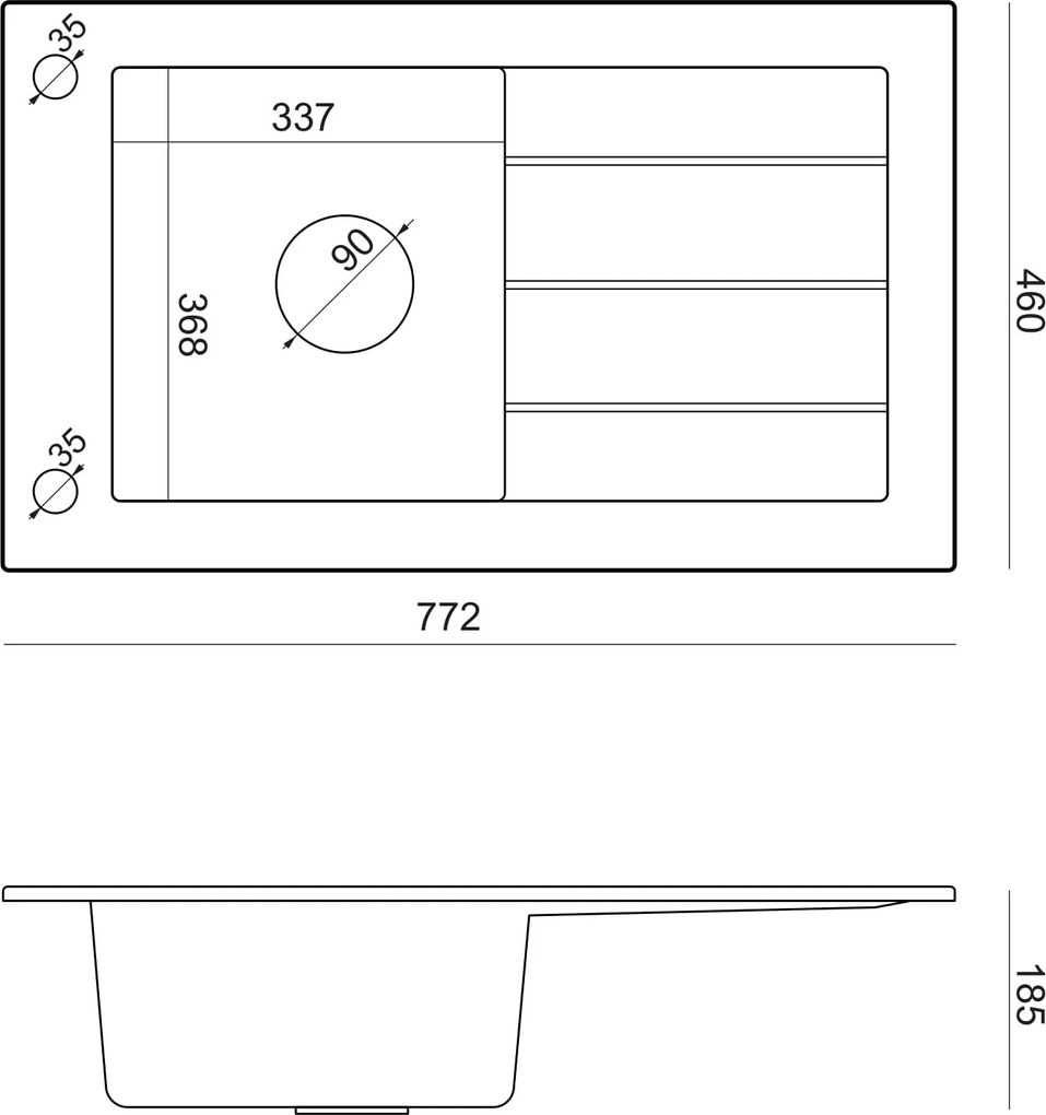 QUADRON Šedý kuchyňský granitový dřez WILL