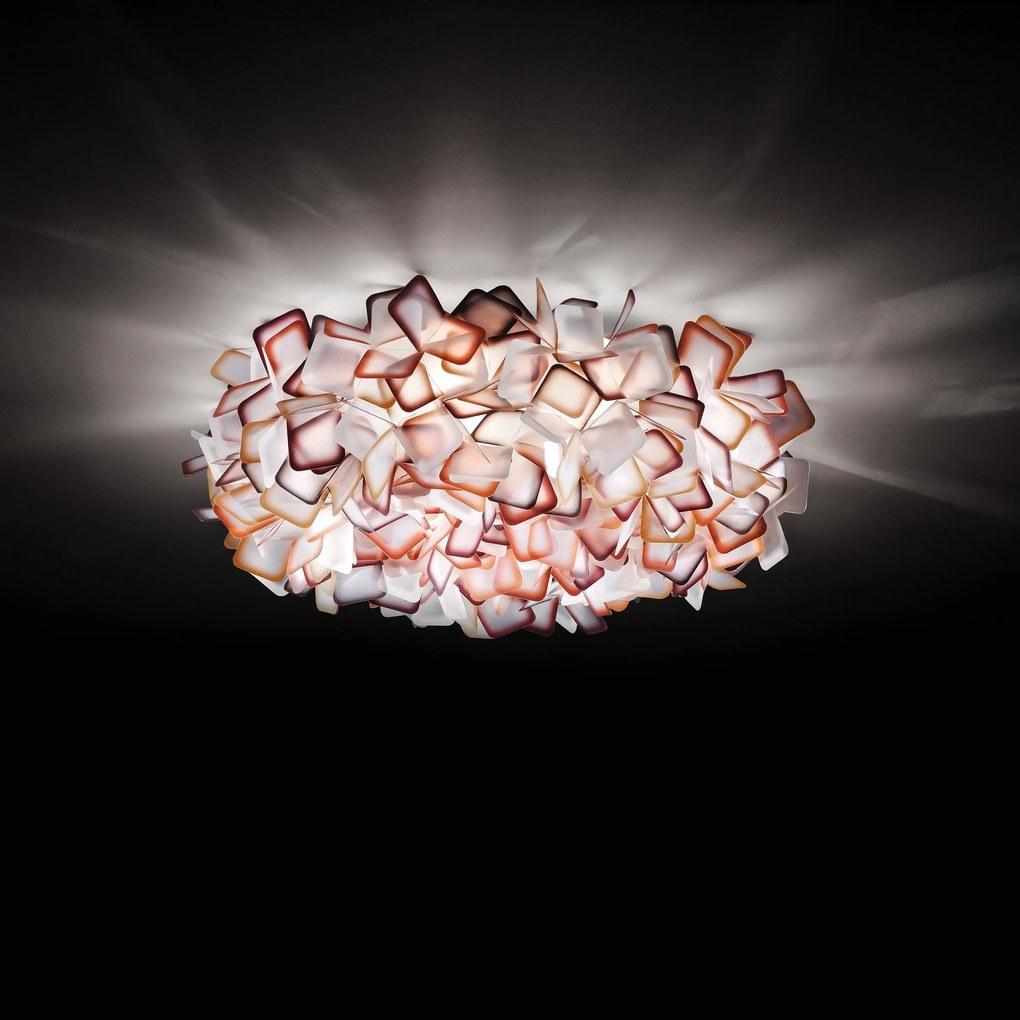 Slamp Clizia large, stropní designové svítidlo z Opalflexu s oranžovým okrajem, 3x12W E27, prům. 78cm