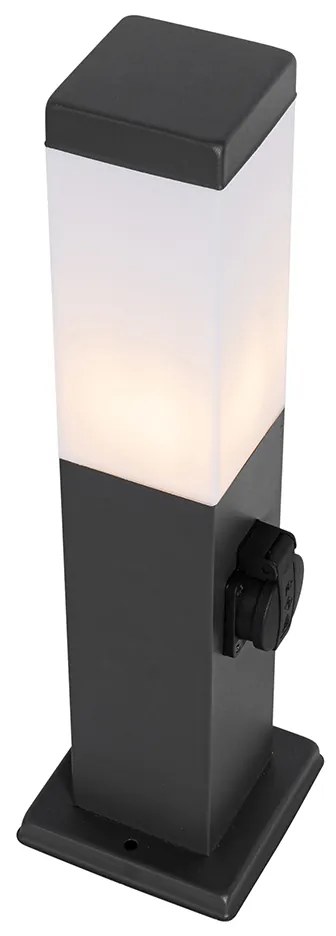 Venkovní lampa tmavě šedá 45 cm se zásuvkou IP44 - Malios