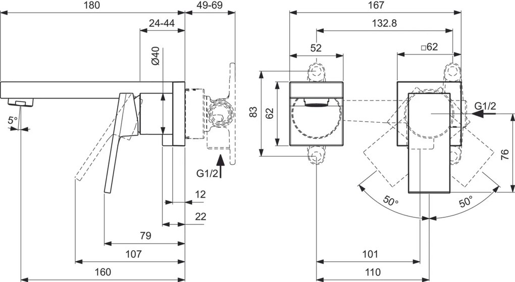 Ideal Standard Extra - Umyvadlová baterie podomítková, kartáčovaná zlatá BD509A2