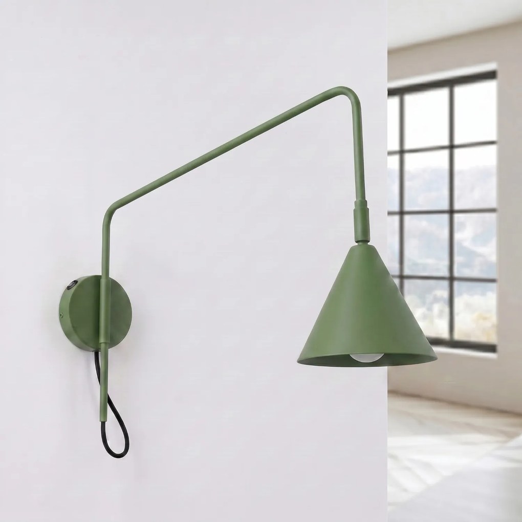 Sollux Lighting Nástěnné svítidlo NOX 1 olivově zelené s vypínačem
