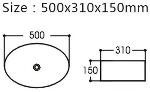 BPS-koupelny Keramické umyvadlo na desku HYD-CI-MAR5-500 50x31 cm, černý mramor