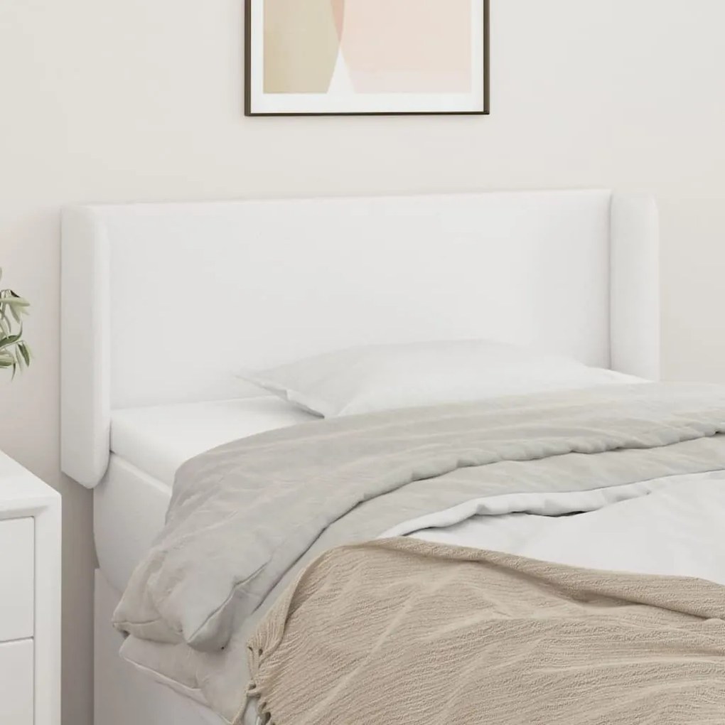 Čelo postele typu ušák bílá 93x16x78/88 cm umělá kůže 3118567