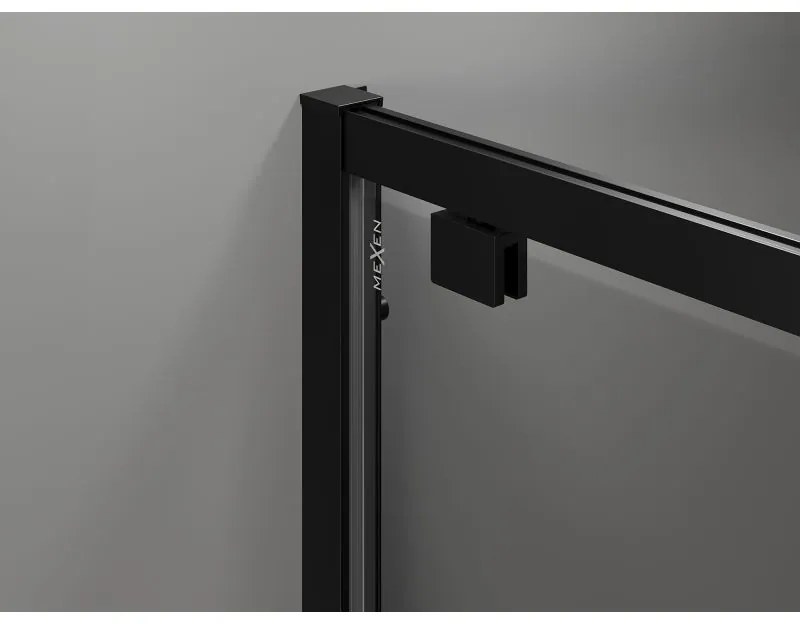 Mexen Exo, 1-křídlé sprchové dveře do otvoru 70 cm, 6mm čiré sklo, černý profil, 8181-070-000-70-00