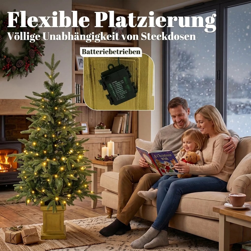 HOMCOM Umělý vánoční stromek, 120 cm Jedle s 110 LED osvětlením 147 špiček, 2 barvy světla, Dálkové ovládání