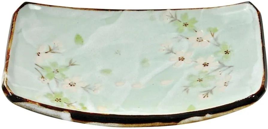 Porcelánový obdélníkový talíř Tokyo Design Studio Green Cosmos, 22 x 15 cm