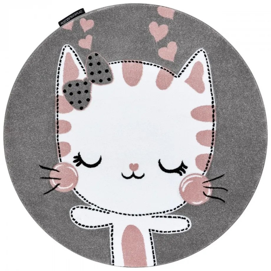 Dětský kusový koberec Kitty šedý kruh, Velikosti 140cm