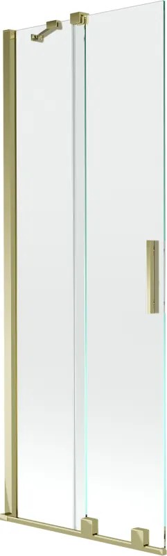 Mexen Velar, 2-křídlová posuvná vanová zástěna 75 x 150 cm, 8mm čiré sklo, zlatý lesklý profil, 896-075-000-01-50