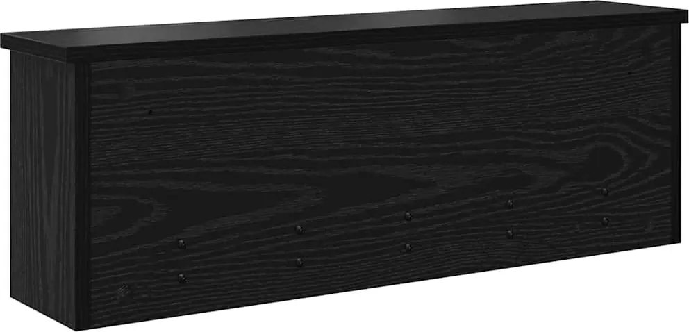věšák, nástěnný, 4 poličky, háčky, kompozitní dřevo, 26x75x16 cm, černý dub, Dekorino TK20260021