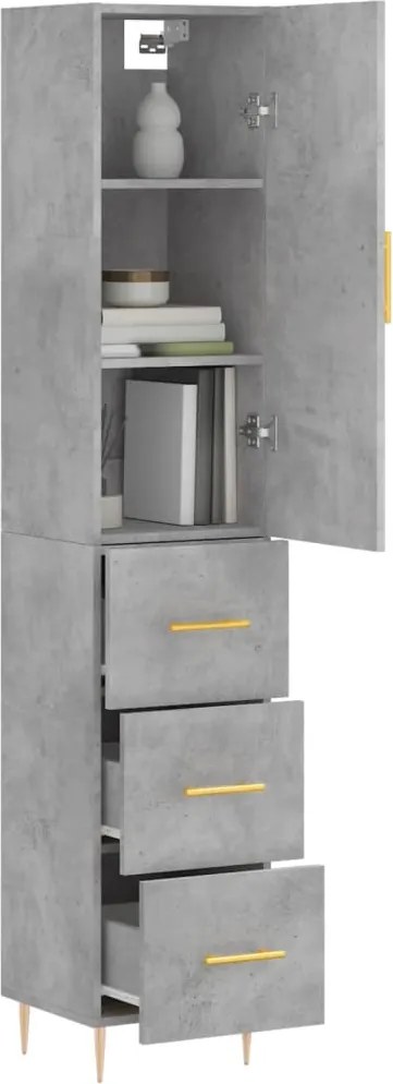 Skříň highboard betonově šedá 34,5x34x180 cm kompozitní dřevo 3198845
