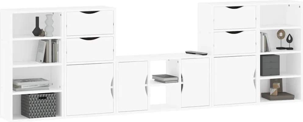 5 kusů TV skříněk s úložným prostorem bílá Borovicový masiv 3365369