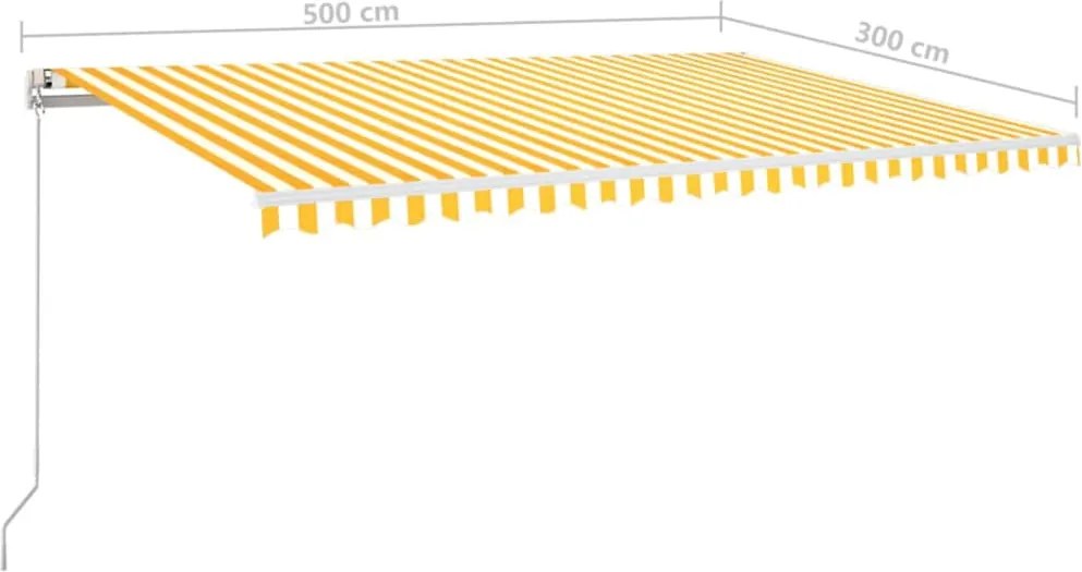 Ručně zatahovací markýza 500 x 300 cm žlutobílá 3068938
