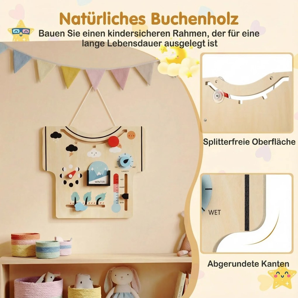 Costway Dětský měsíční kalendář Montessori dřevěné hračky o ročních obdobích