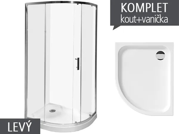 Komplet Tigo sprchový kout asymetrický 100 x 80 cm profil:stříbro, výplň:transparent + vanička levá, JIKA