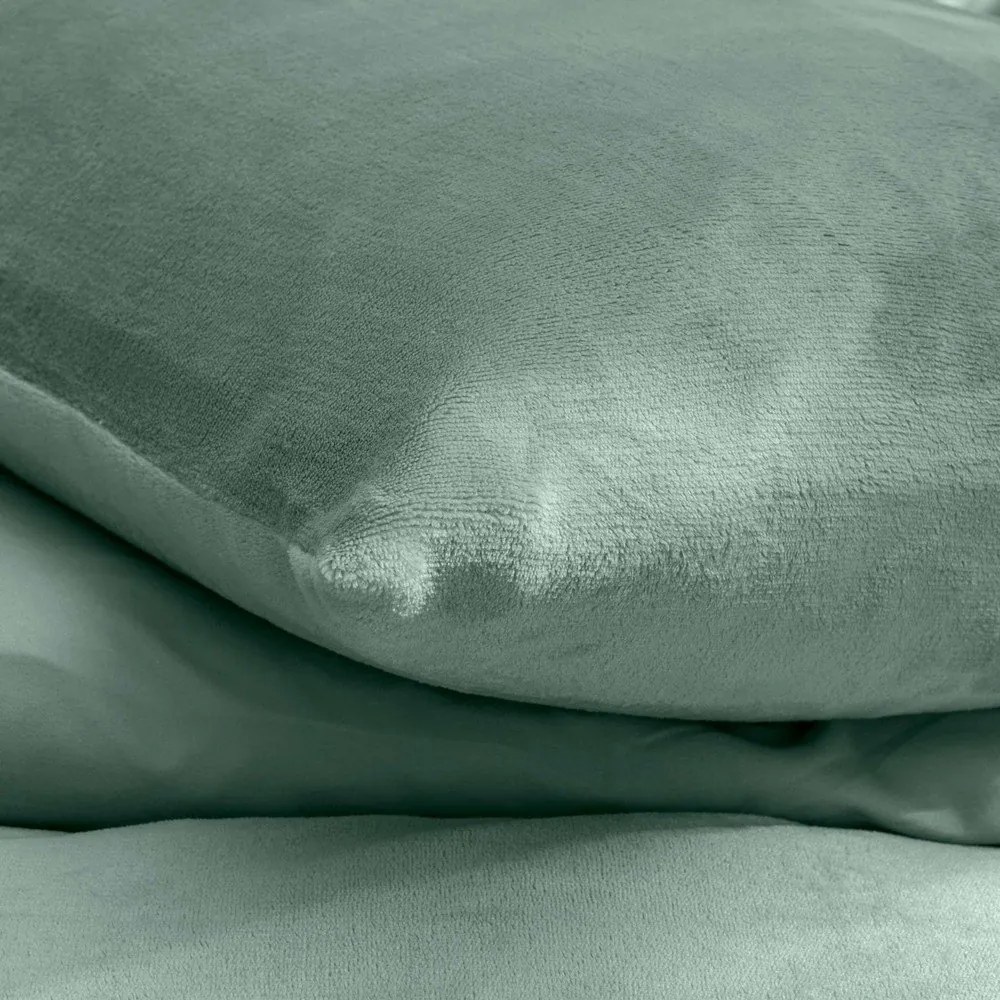 Zelené 3dílné povlečení na dvoulůžko/prodloužené z mikroflanelu 240x220 cm Flanou – douceur d'intérieur