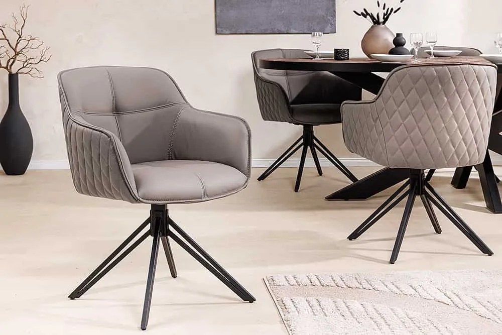 Designová otočná židle Natasha taupe kůže
