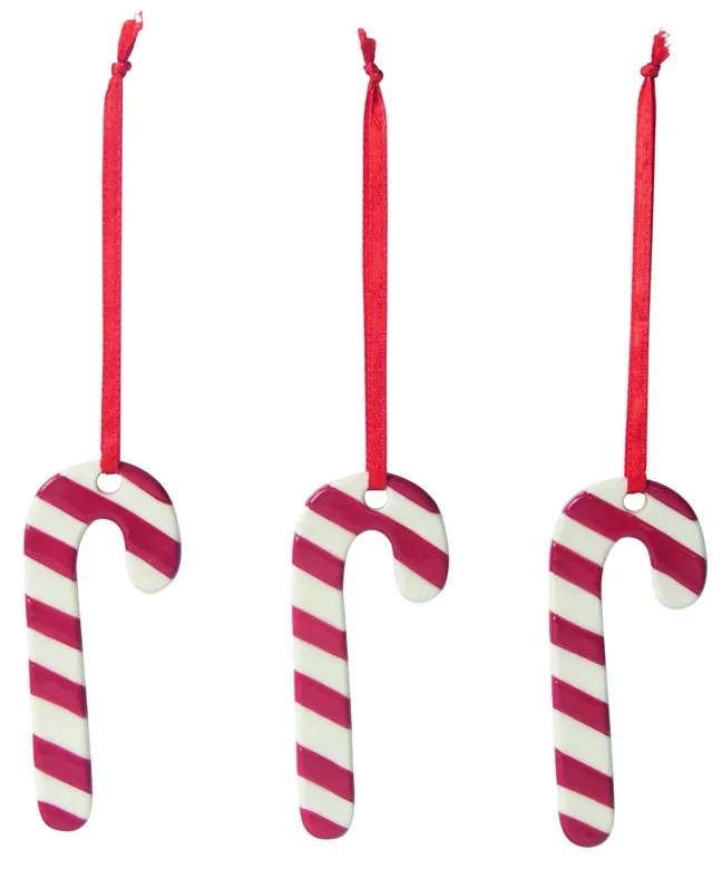 Keramická vánoční ozdoba Candy Cane - set 3 ks Pluto Design