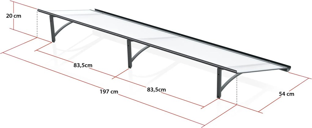 LANIT PLAST, s.r.o. stříška nad dveře LANITPLAST SAMBA XL 197/54 antracit LG2763