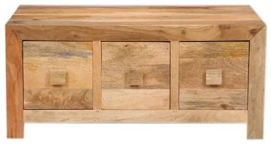 Indický nábytek - Konferenční stolek Hina se šuplíky 90x40x60 z mangového dřeva Mango natural